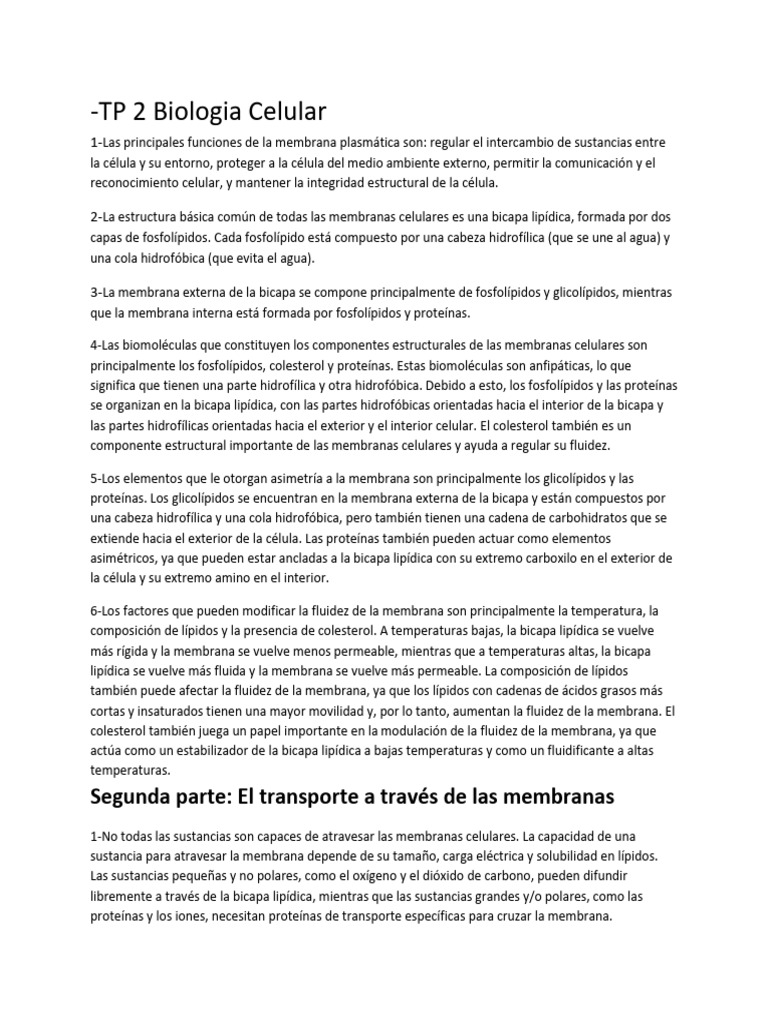 TP Bio | Descargar gratis PDF | Bicapa lipídica | Lípido