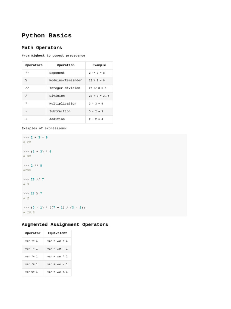 Python Basics | PDF | Computer Science | Computing Python Basics | PDF | Computer Science | Computing