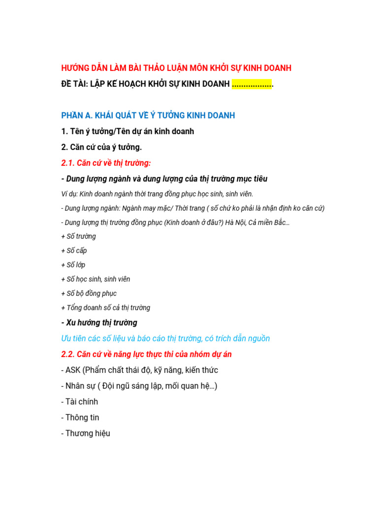 2024 - Mẫu Kế hoạch KSKD - Hưng | PDF