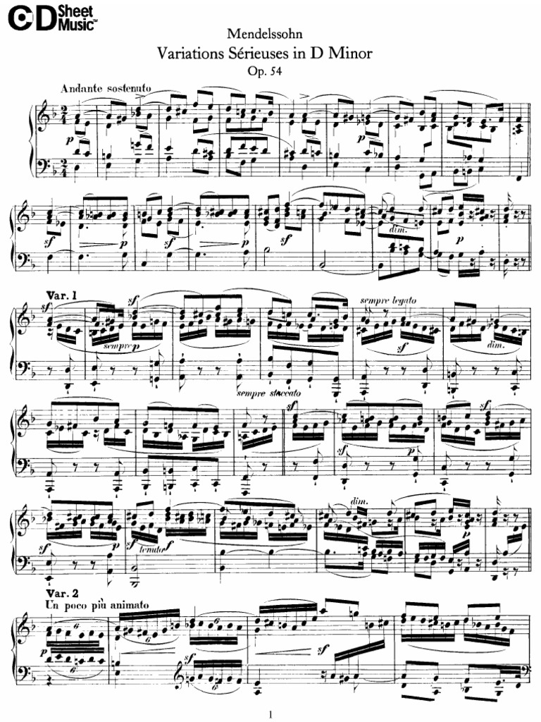 Mendelssohn - Variations Serieuses in D Minor, Op.54 | PDF