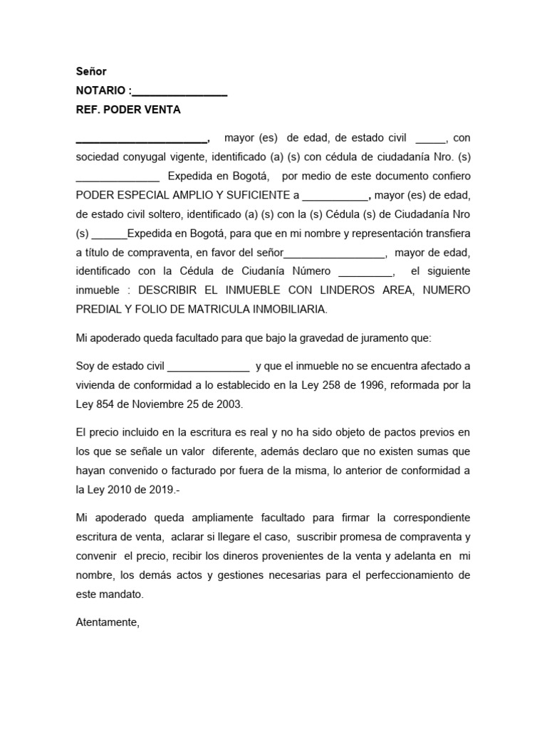 Poder Venta Notaria | PDF