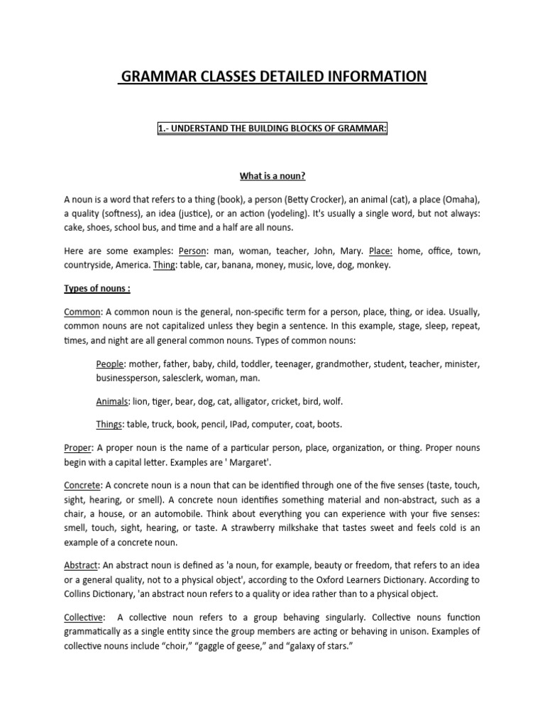 Grammar Classes Detailed Information | PDF | Syntax | Adverb