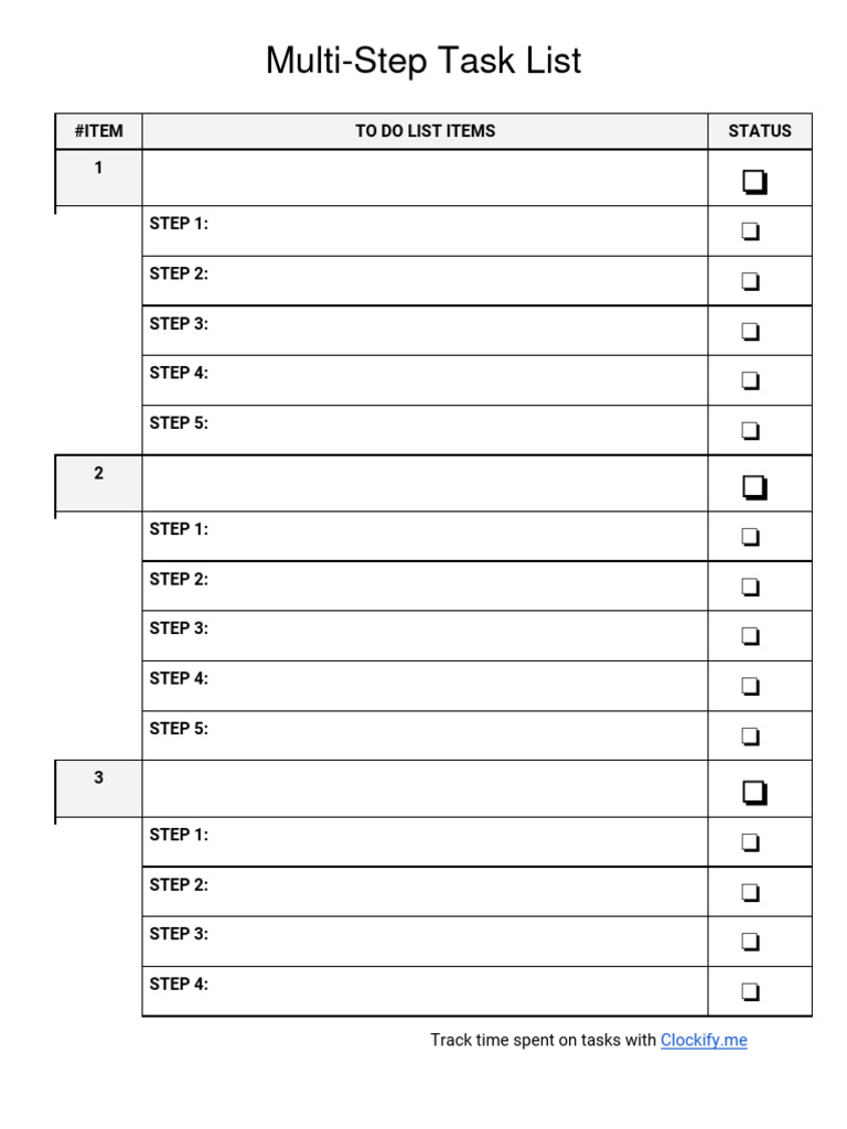 DEMulti-Step Task List | PDF | Time Management | Professional Skills