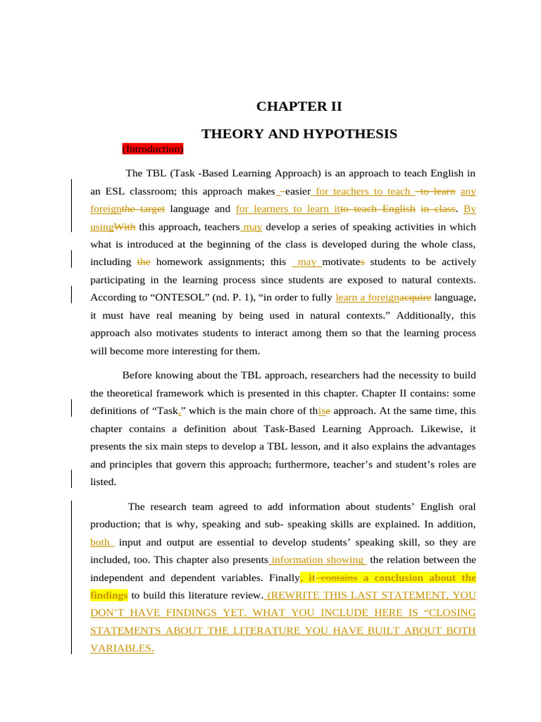Sample of a Draft of Theoretical Chapter | Download Free PDF | Second Language Acquisition | Fluency