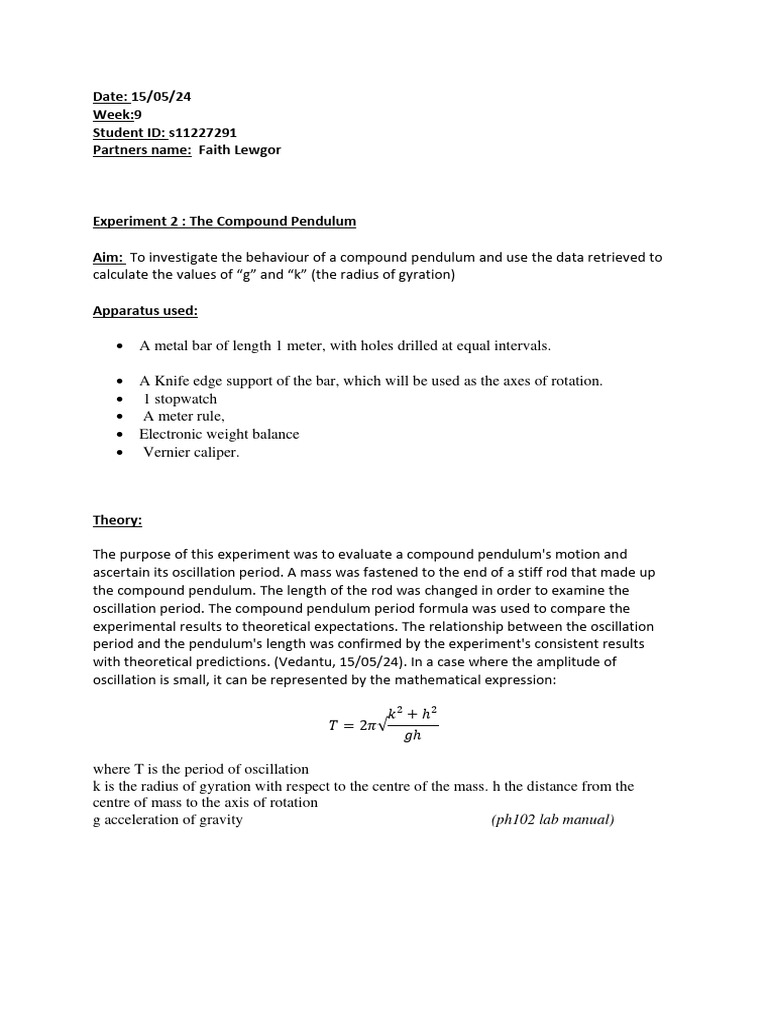 LAB 2 | PDF | Pendulum | Physical Phenomena