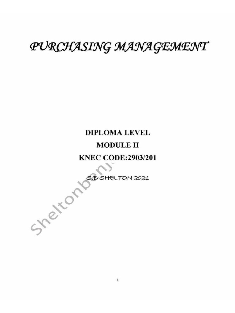 Purchasing Management Notes | PDF