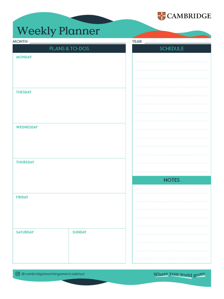 Weekly Planner Template | PDF | Wellness