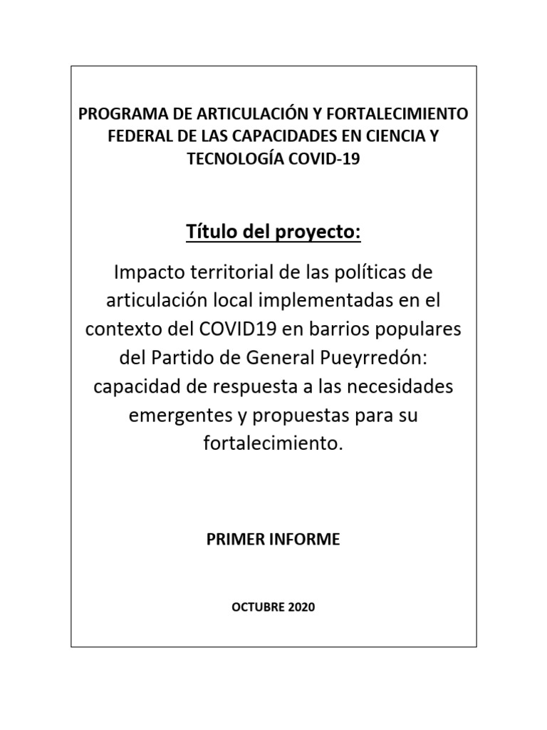 Ferrari INFORME FINAL COVID FEDERAL - CESP | PDF