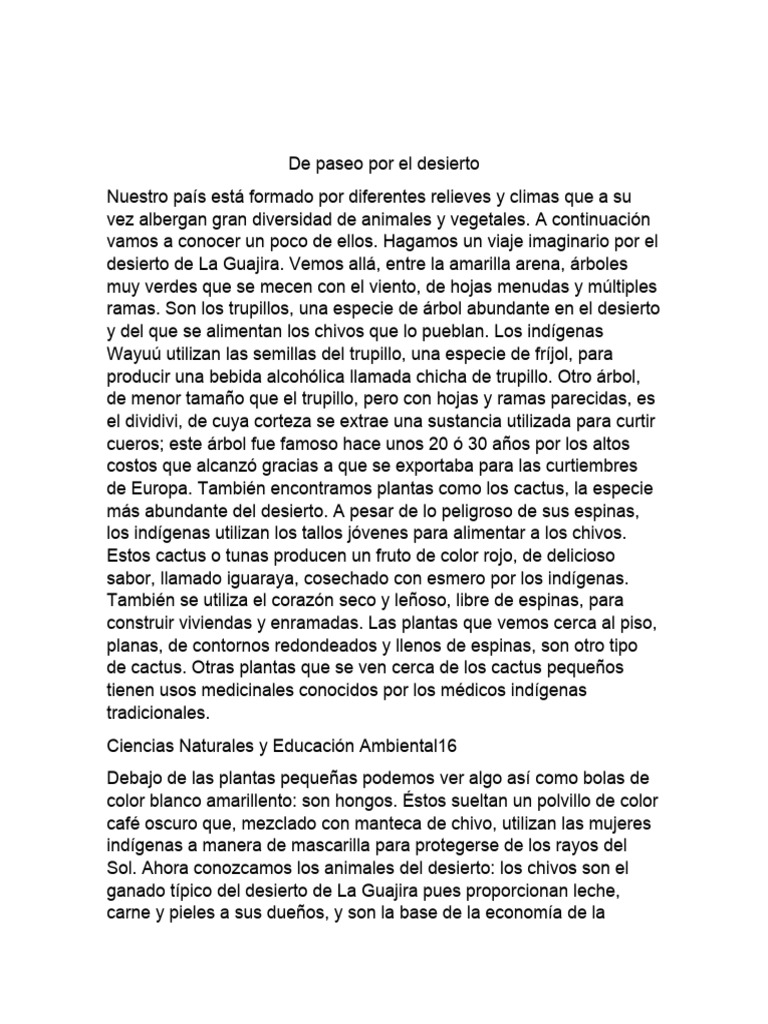 Lectura de Paseo Por El Desierto | PDF | Plantas | Desierto