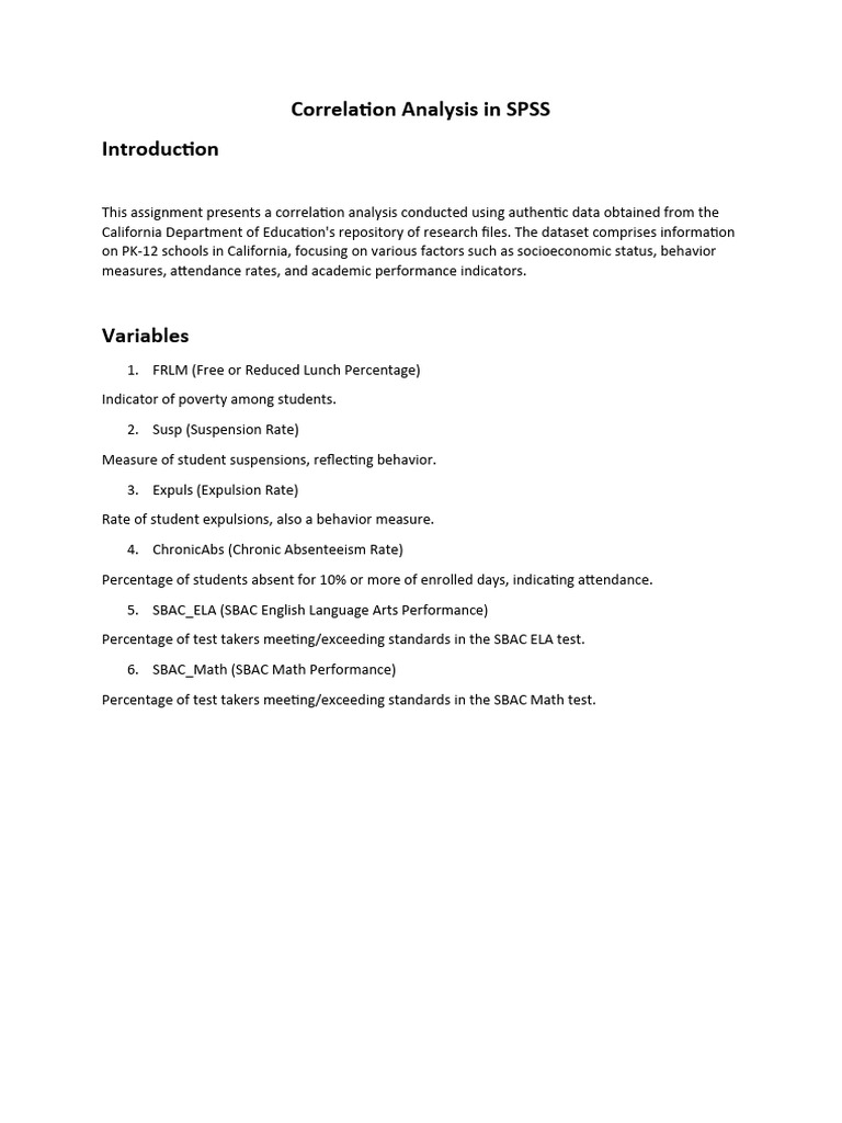 Correlation Analysis in SPSS | PDF