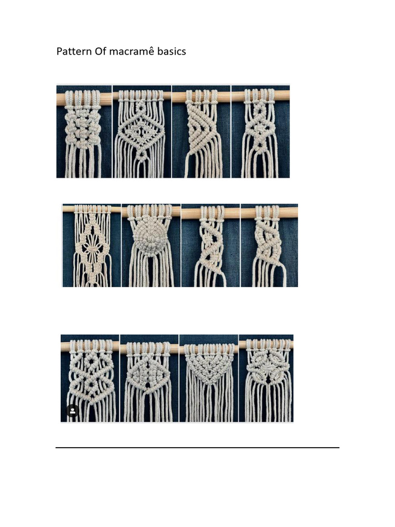 Pattern of Macramê Basics | PDF | Crochet | Interior Design