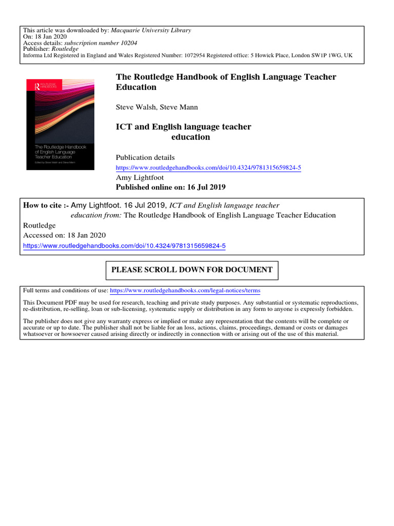 WK 2.2 ICT and English Language Teacher Education | PDF | Educational ...