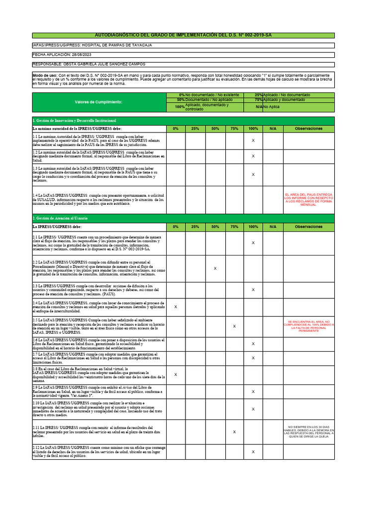 Herramienta de Diagnóstico de Implementacion D.S. N 002-2023 - Oficial | PDF | Accesibilidad ...