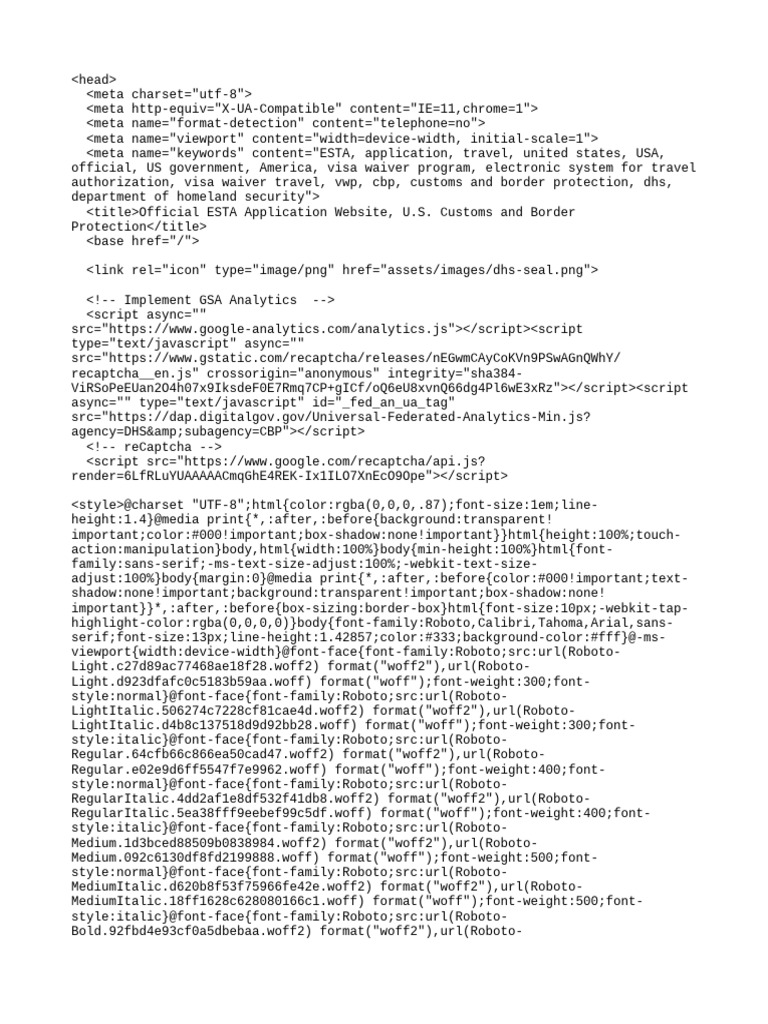 ESTA Status Summary - HTML 3 | PDF | Federal Government Of The United ...