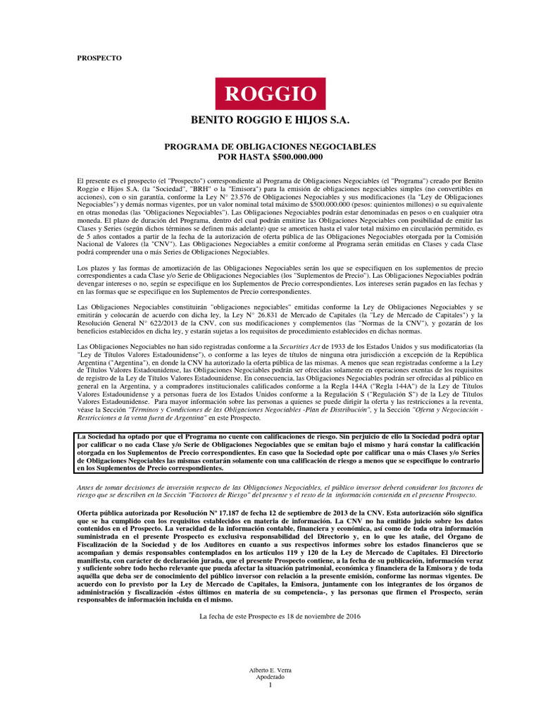 BENITO BRH-Prospecto-del-Programa-500-MM-de-fecha-18.11.16 | PDF | Lavado de dinero | normas ...