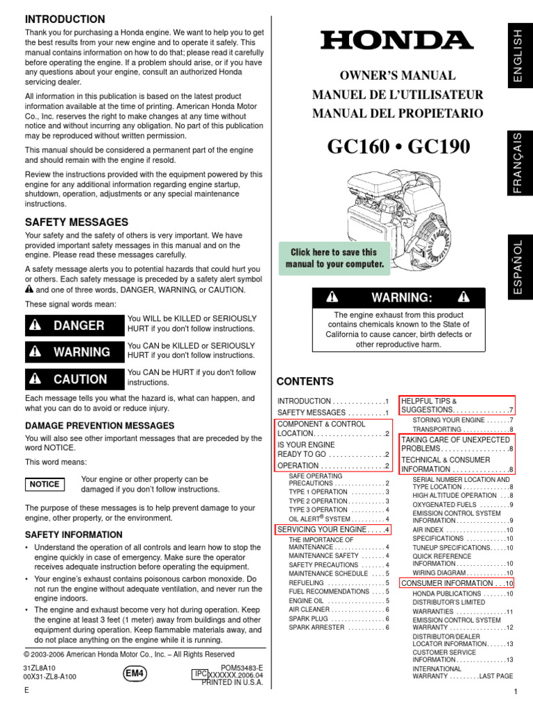 GC 190 | PDF | Gasoline | Motor Oil