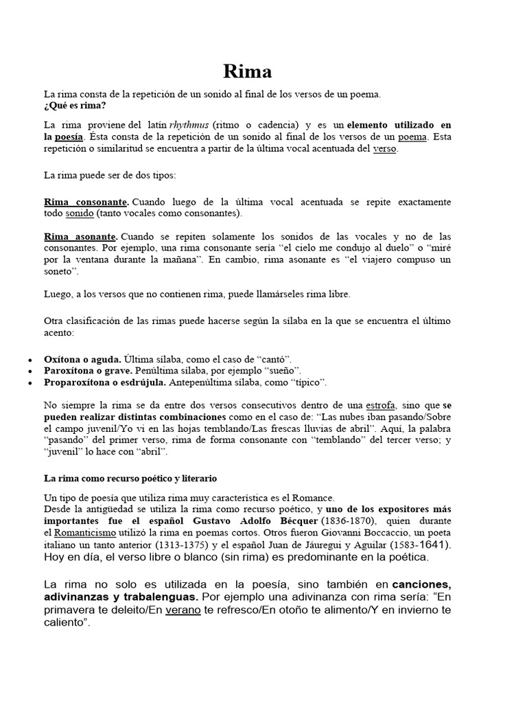 Rima | PDF | Rima | Poesía