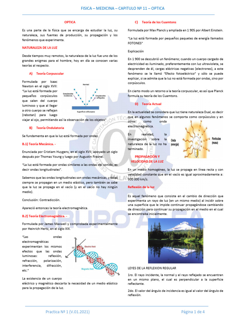 Practica OPTICA | PDF | Ligero | Refracción