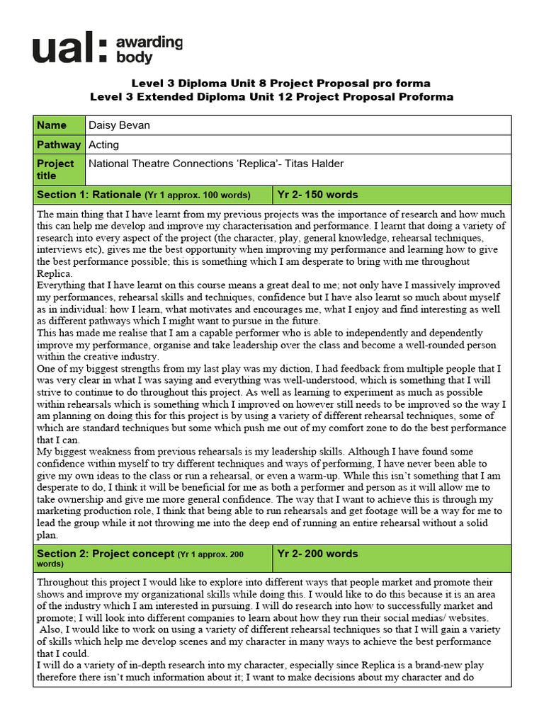 Ual Proposal Action Plan Proforma 2 2 1 | PDF | Experience ...