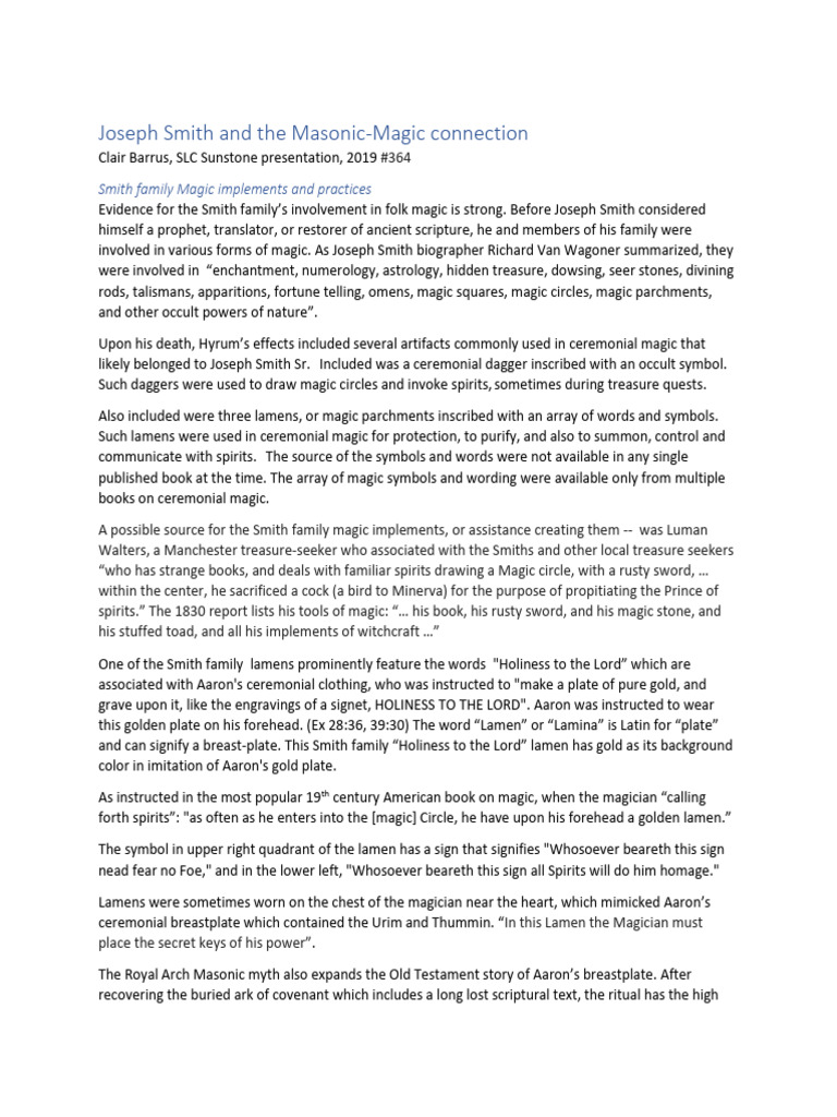 Joseph Smith and The Masonic Magic Connection | Download Free PDF ...