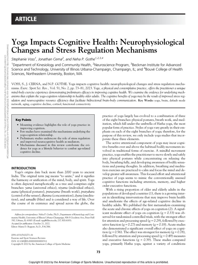 Yoga Impacts Cognitive Health Neurophysiological.4 | PDF | Stress ...