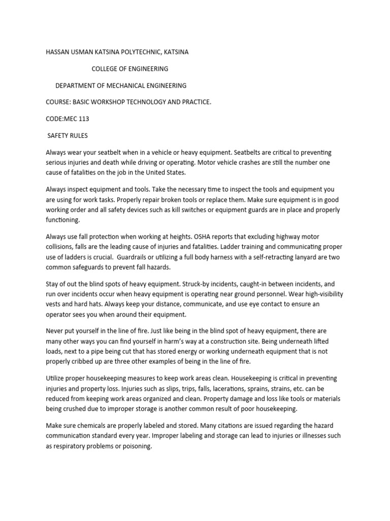 Basic Workshop practice | PDF | Personal Protective Equipment | Safety