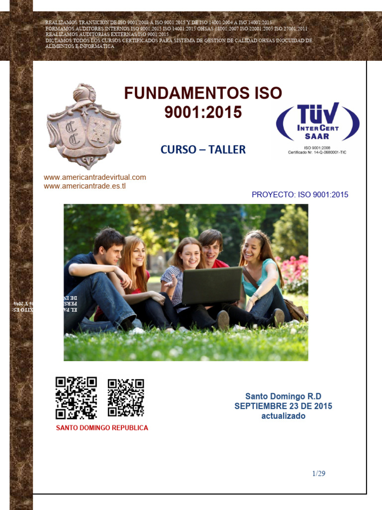 Curso 1AAA Fundamentos ISO 9001 2015 | PDF | Calidad (comercial) | Sistema de manejo de calidad