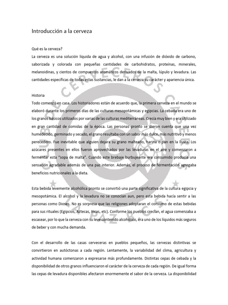 Introducción A La Cerveza | PDF | Cerveza | Bebida