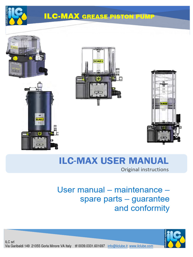 ILC-MAX Pump User Guide | PDF | Pump | Lubricant