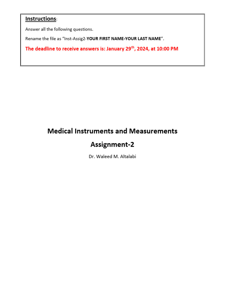 Instruments - Measurements-Assignment-2 | PDF | Heart Rate | Heart