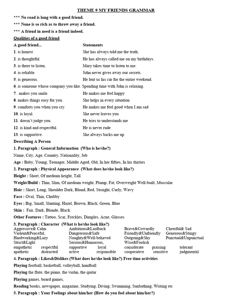 Sinif 9. Unite Dilbilgisi Konu Anlatimi Ve Etkinlikler My Friends ...