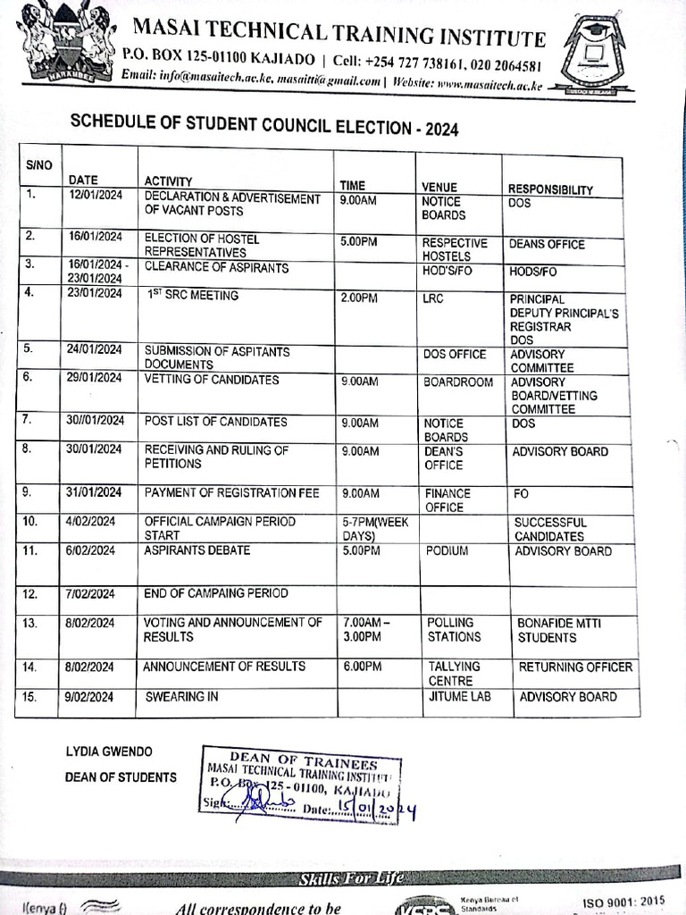 Student Council Election Schedule | PDF
