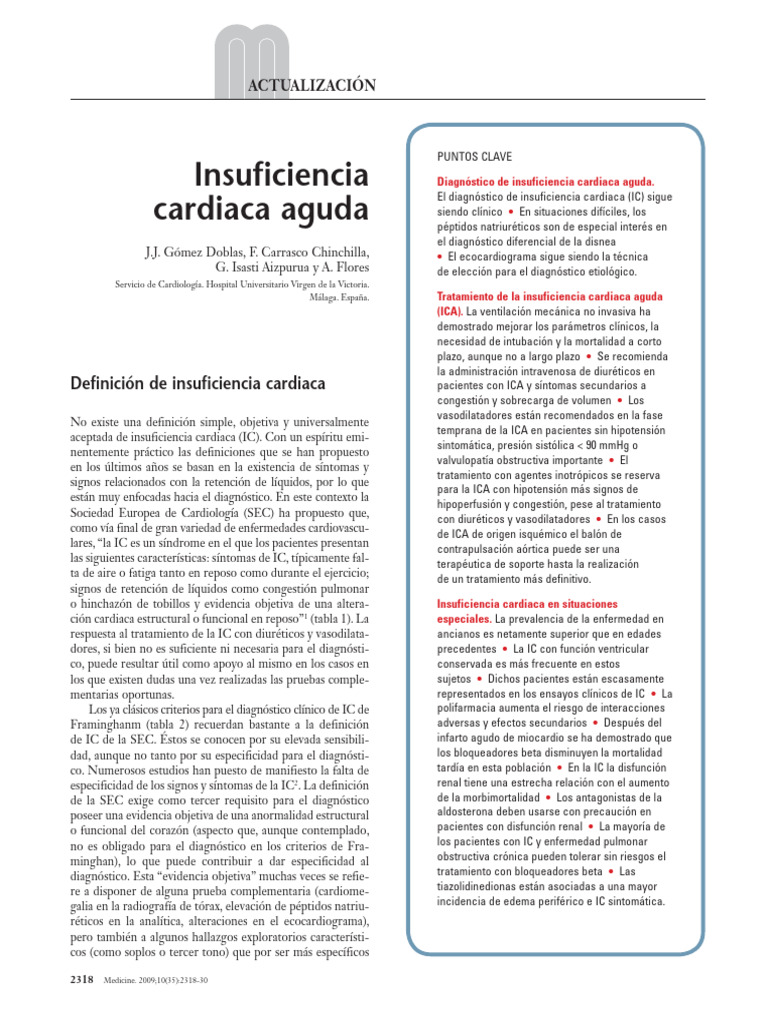 Insuficiencia Cardiaca Aguda | Descargar gratis PDF | Insuficiencia cardíaca | Enfermedades y ...