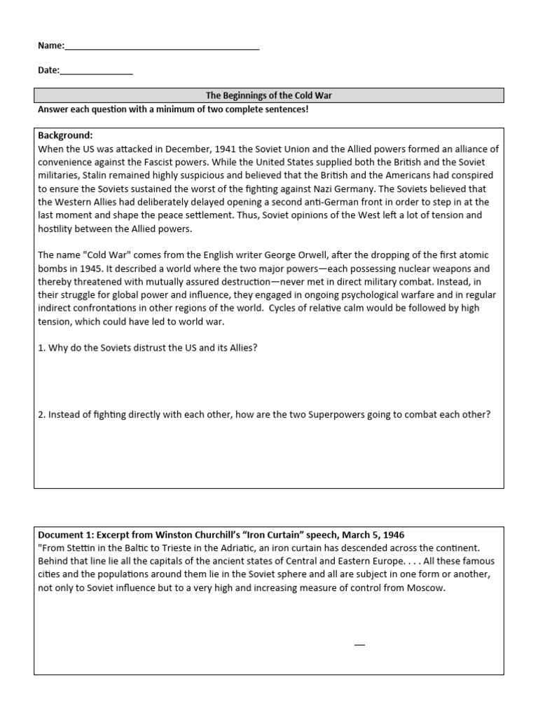 Cold War DBQ Assignment | PDF | Nato | Warsaw Pact