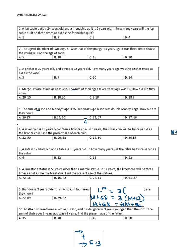 Age Problem Drill | PDF