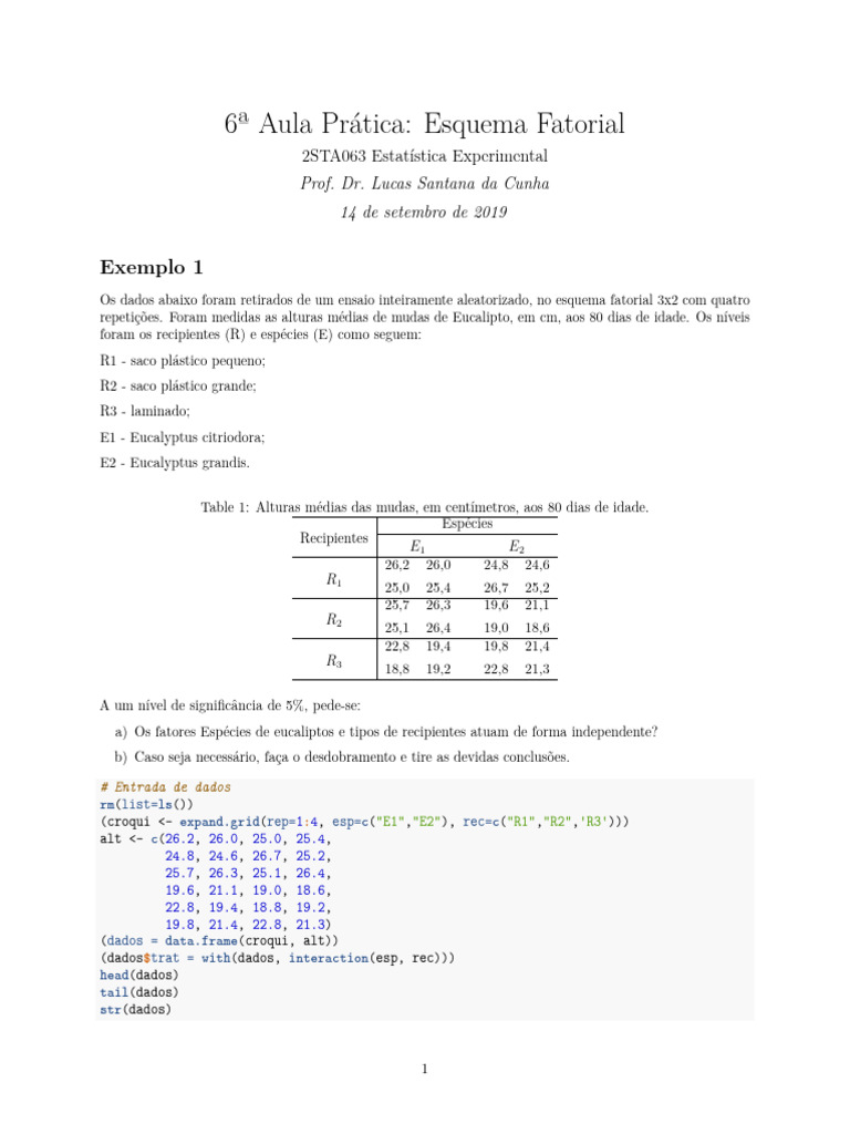 Aula 6 - Esquema Fatorial | PDF | Eucalipto