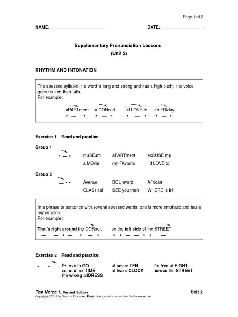 UNIT 02 Rhythm&intonation | PDF | Languages | Foreign Language Studies