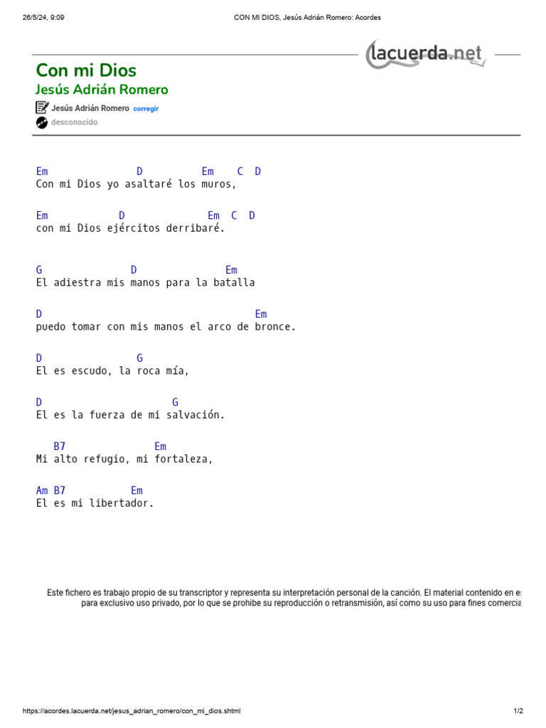 CON MI DIOS, Jesús Adrián Romero - Acordes | PDF