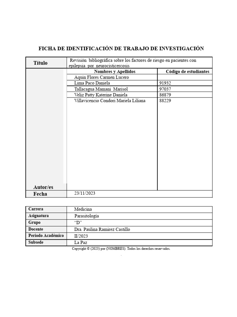 Formato Trabajo de Inv-2 | PDF | Epilepsia | Especialidades Medicas