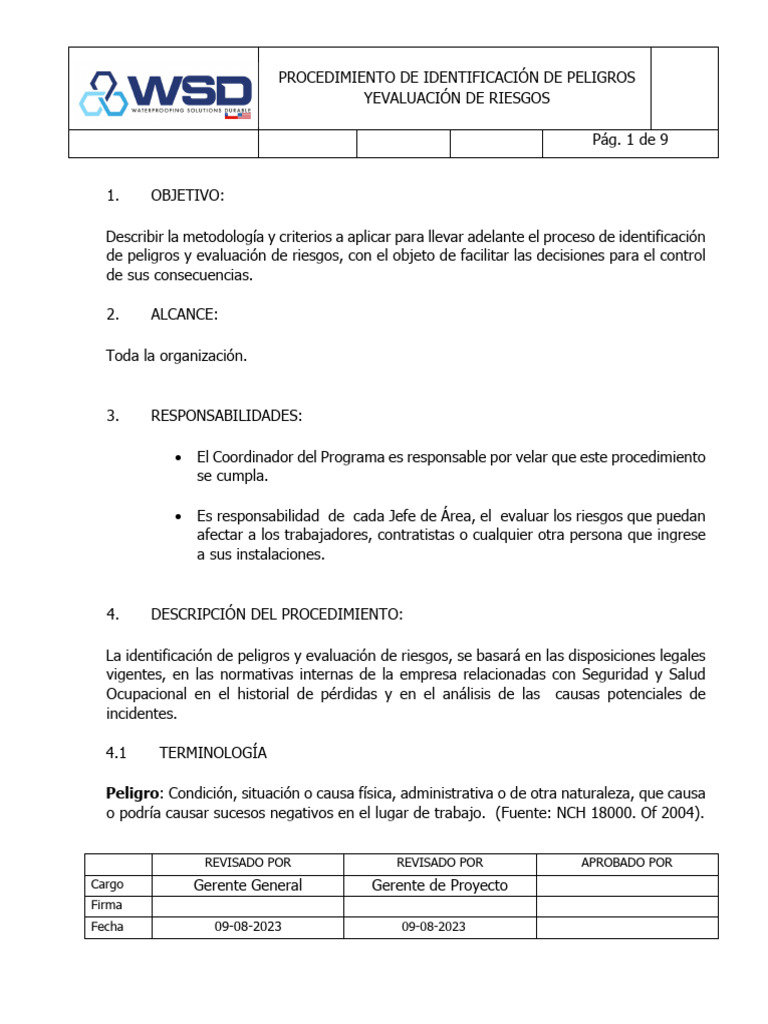 Procedimiento Trabajo Seguro PTS | PDF | Riesgo | Probabilidad