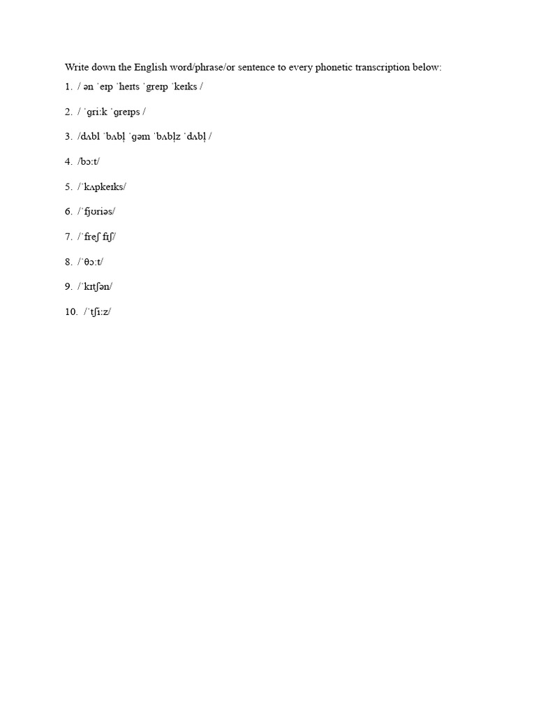 Exercise Pronunciation Practice (April 16, 24) | PDF