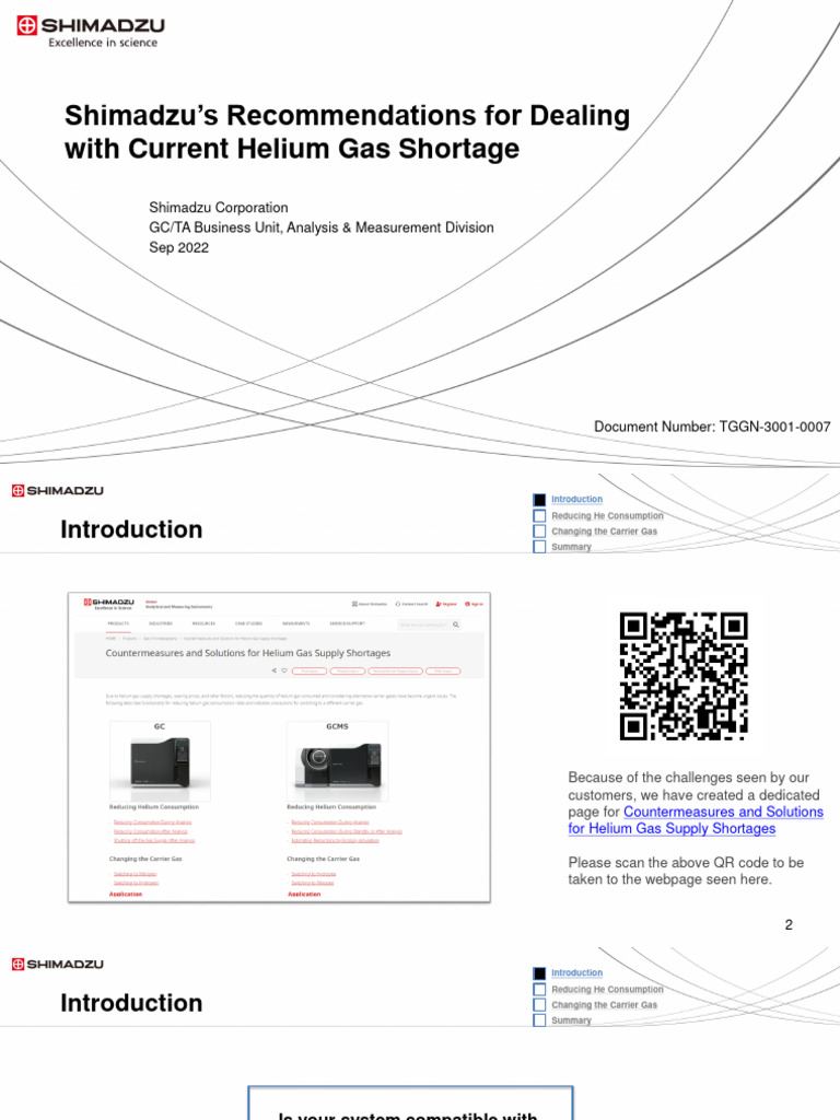 Shimadzu - Reduce He in GC | PDF | Gas Chromatography | Hydrogen