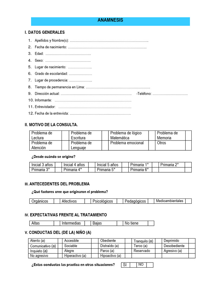Modelo de Anamnesis | Descargar gratis PDF | Especialidades Medicas ...