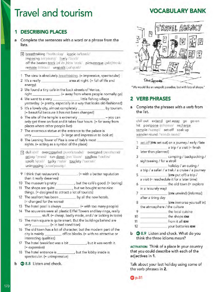 Advanced Vocabulary - Travel&Tourism | PDF