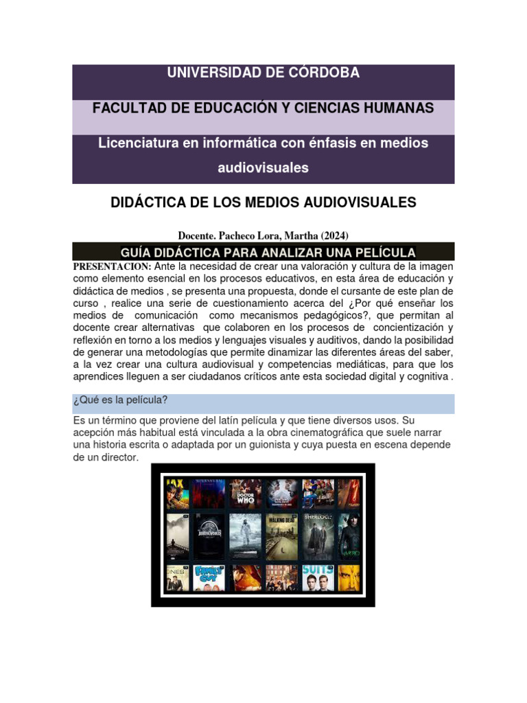 Guia Didactica Para Analizar Una Película | PDF | Maestros