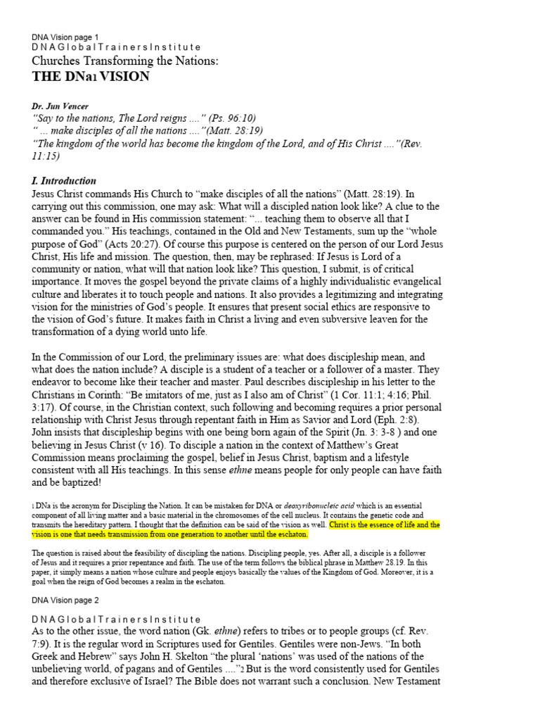 DNA Vision MANUAL | PDF | Jesus | Disciple (Christianity)