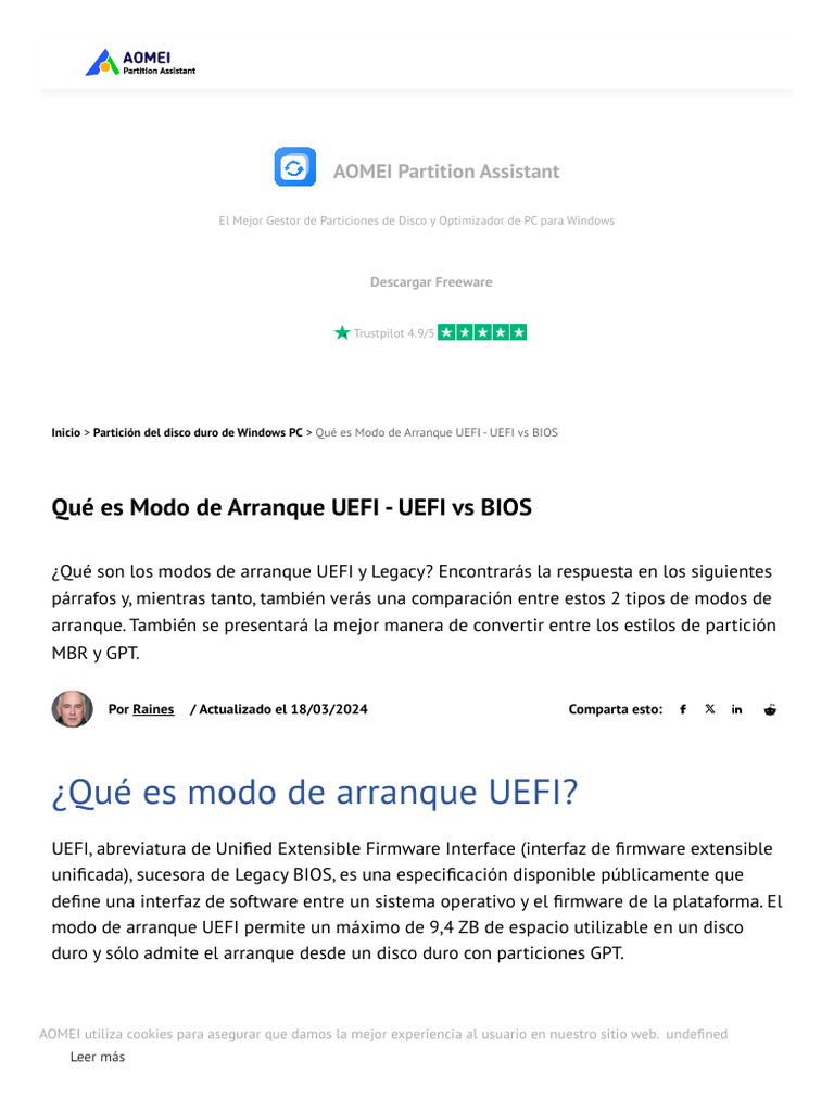 Qué Es Modo de Arranque UEFI - UEFI Vs BIOS | PDF | Arranque | Bios