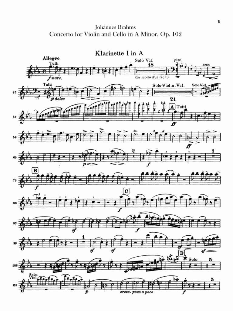 Brahms Clarinet 1 (A) | PDF