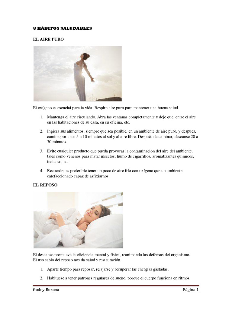 Ocho Hábitos Saludables para Vivir Mejor | PDF | Dormir | Agua