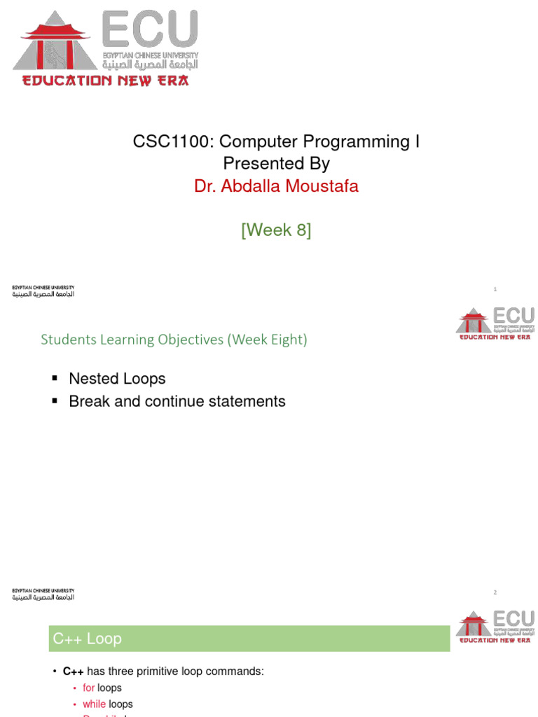 Week 7 - Nested Loops-Break and Continue-1 | PDF | Control Flow | Programming Paradigms